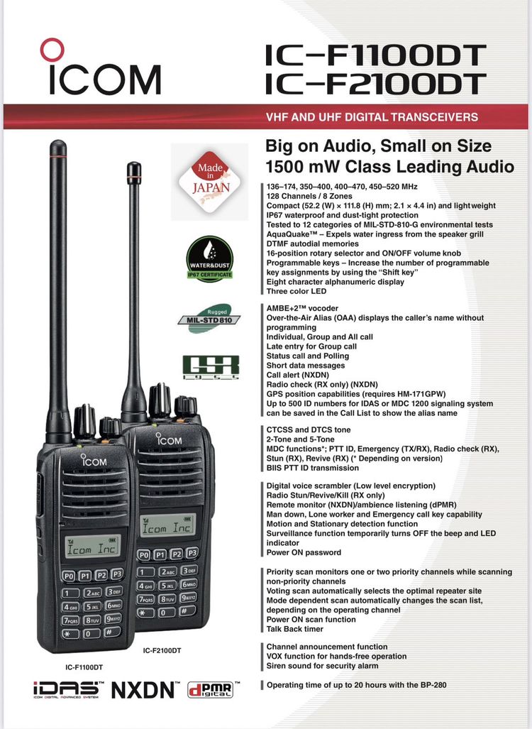 วิทยุสื่อสาร ICOM รุ่น IC-F1100DT | วิทยุสื่อสาร บริษัท เท็นเท็ค คอมมูน ...
